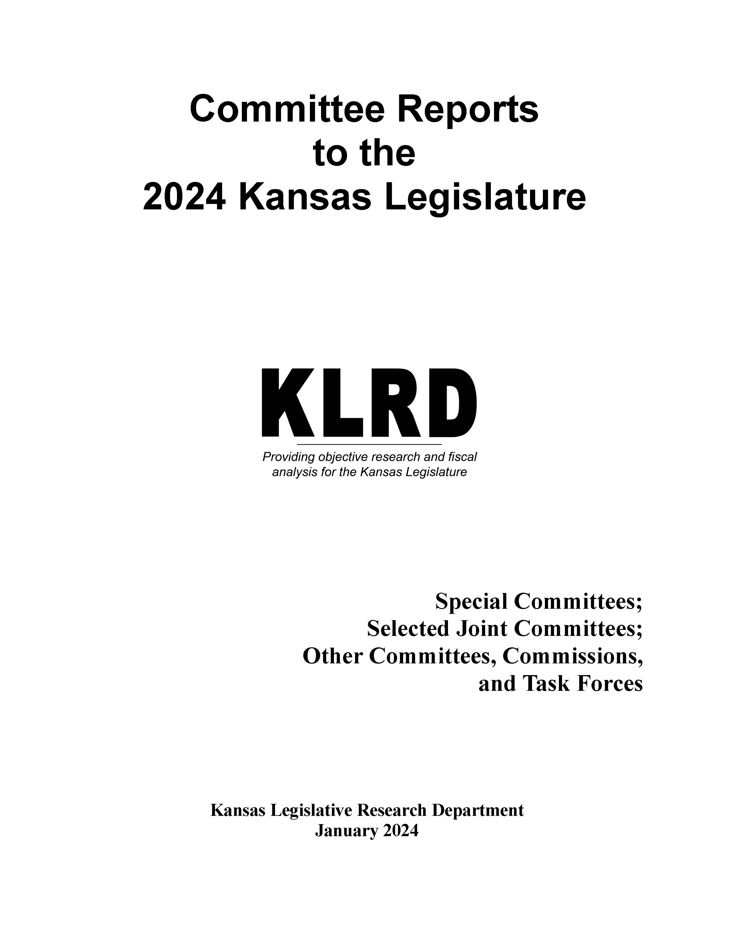 Committee Reports to the 2024 Legislature – KLRD